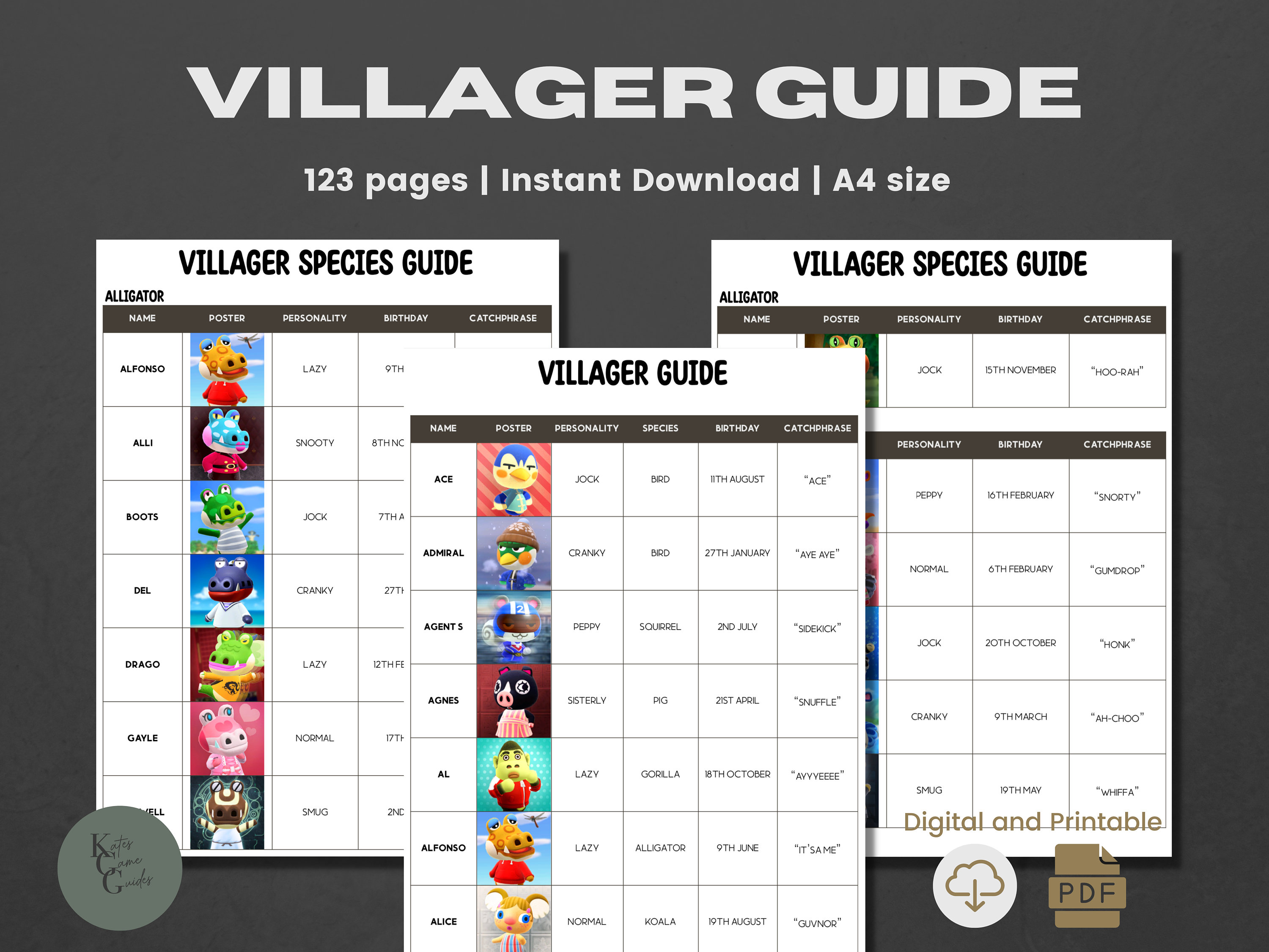 ACNH Villager Checklist | 2.0 Update | Amibo List | Villager Photo ...