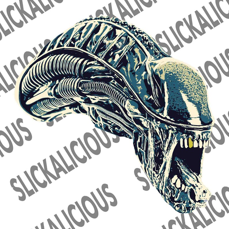 Alien Head With Gold Tooth PNG Xenomorph PNG Printable PNG | Etsy UK