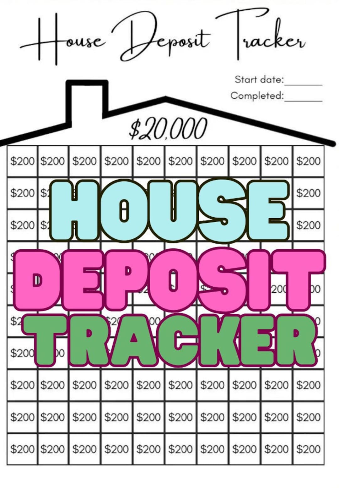 House Savings Tracker, Savings Tracker, House Deposit Tracker, House ...