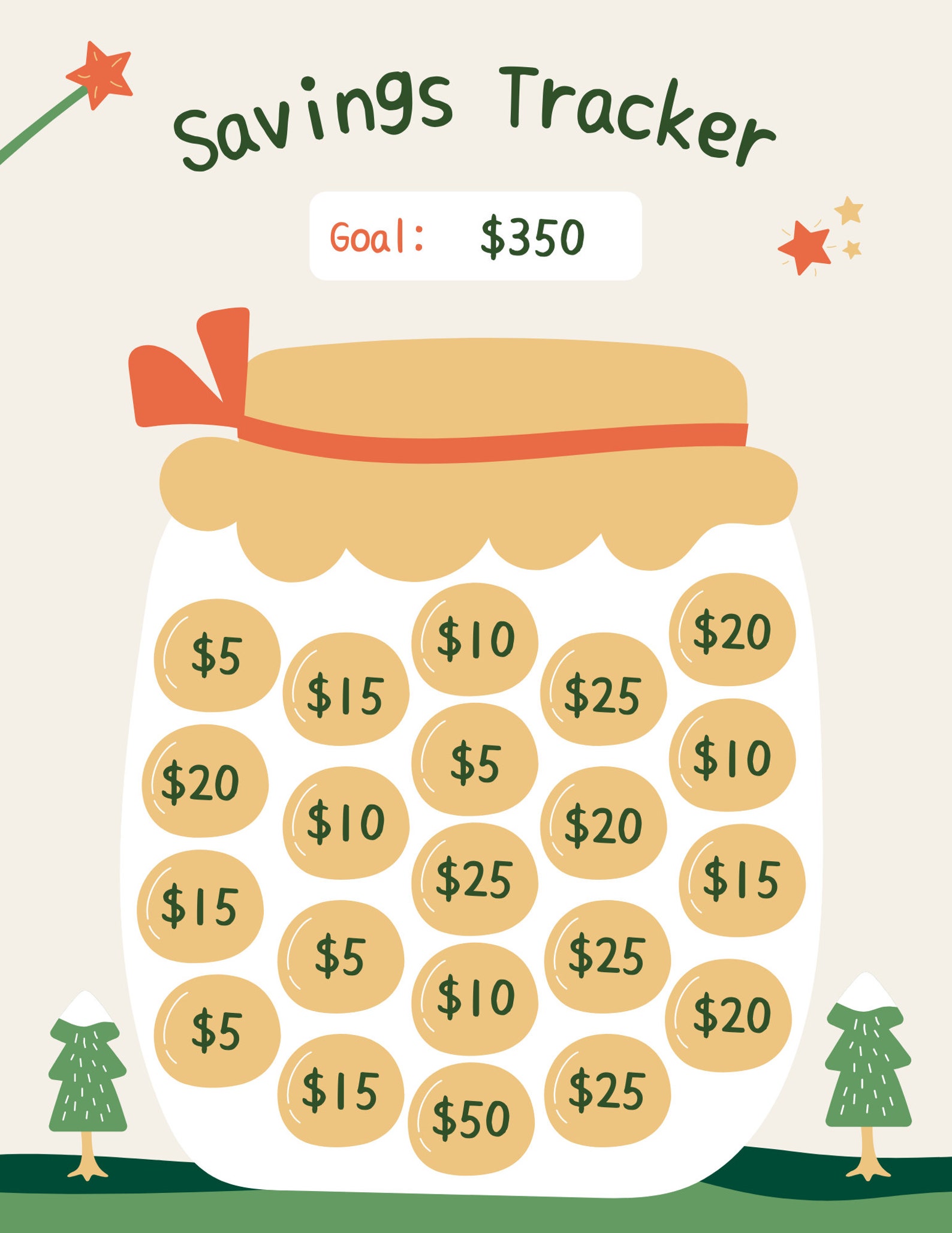 Savings Tracker, 350 Savings Tracker, Saving Printable, Saving ...