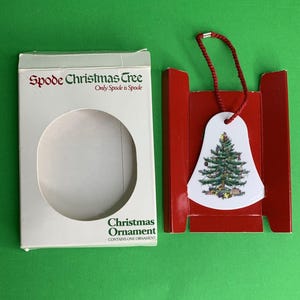 Vintage Spode Christmas Tree Ornament Flat Bell Original Box Thin 2 ...