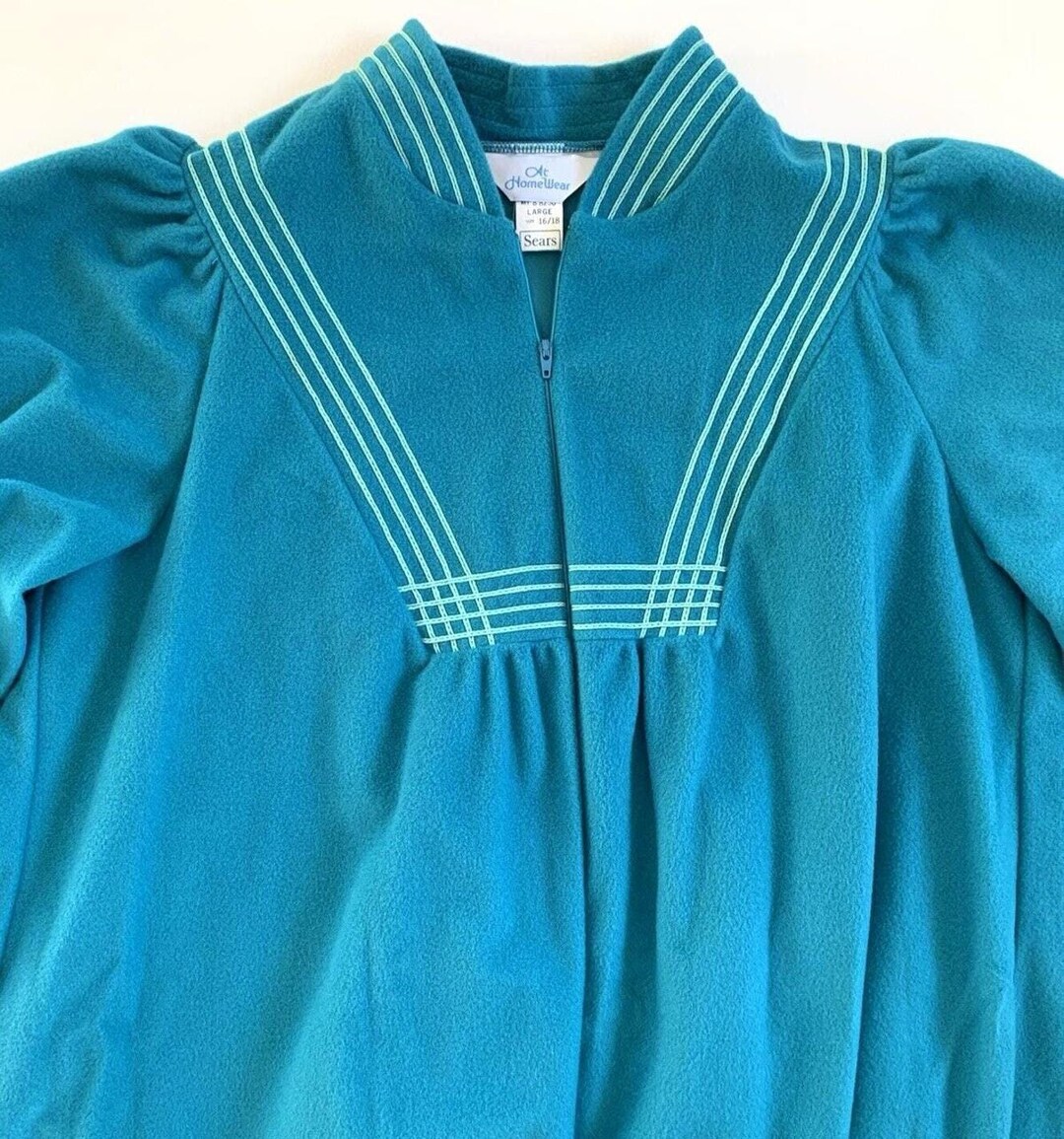 Vintage 1970s-80s Sears Robe, Long Maxi Length, Size Large, Teal Blue ...