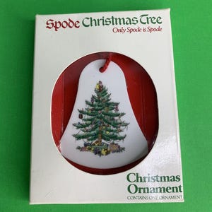 Vintage Spode Christmas Tree Ornament Flat Bell Original Box Thin 2 ...