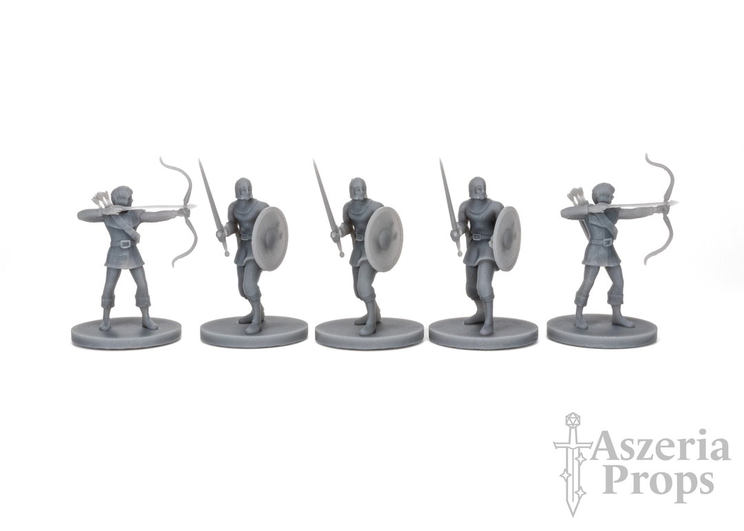 Town Guards Dnd Miniatures (set of 5) 3D Printed Guard Miniatures, Dnd ...