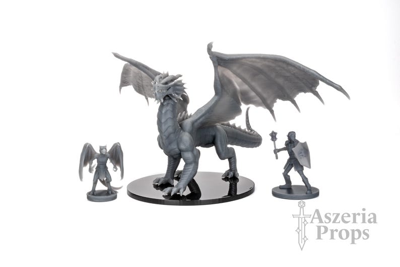 Adult Red Dragon Miniature, TTRPG Dragon Huge Creature Size Miniature ...