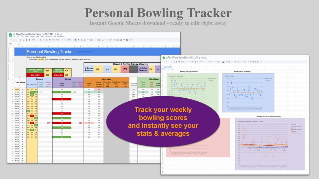Bowling Score & Series Tracker – Google Sheets Bowling Log With ...
