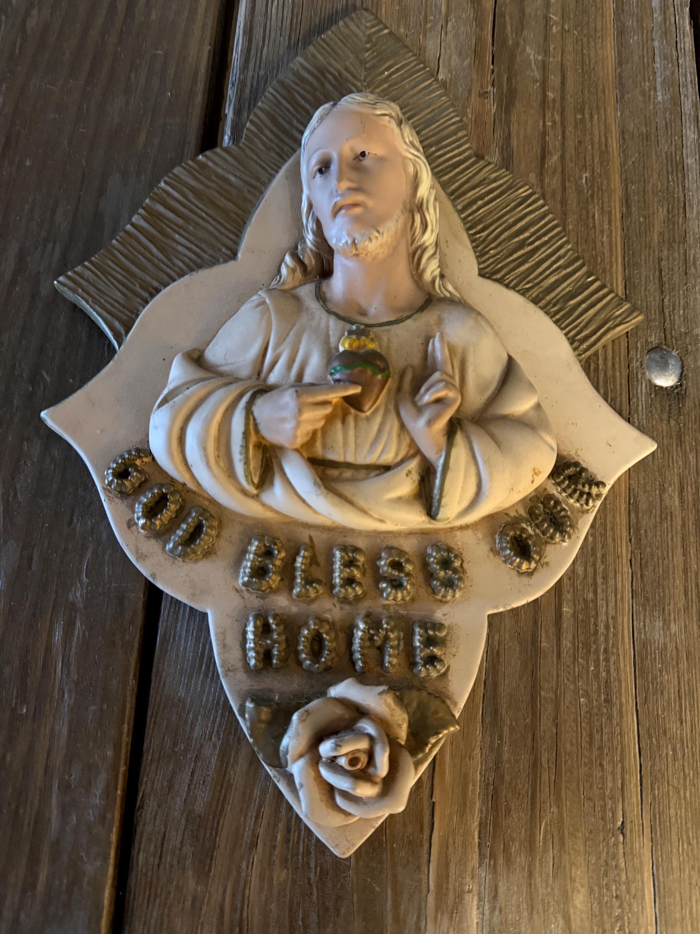 Vintage Chalkware Jesus and the Sacred Heart - Etsy