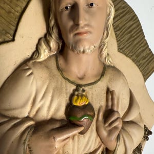 Vintage Chalkware Jesus and the Sacred Heart - Etsy