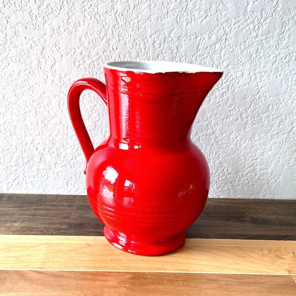 Red Ceramic Pitcher - Etsy