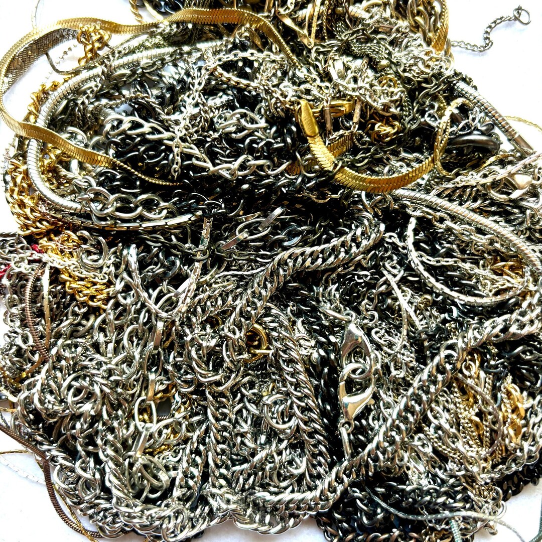 Mixed Metal Jewelry Chain. Bulk, Scrap Chain! Over 1 POUND of Broken ...