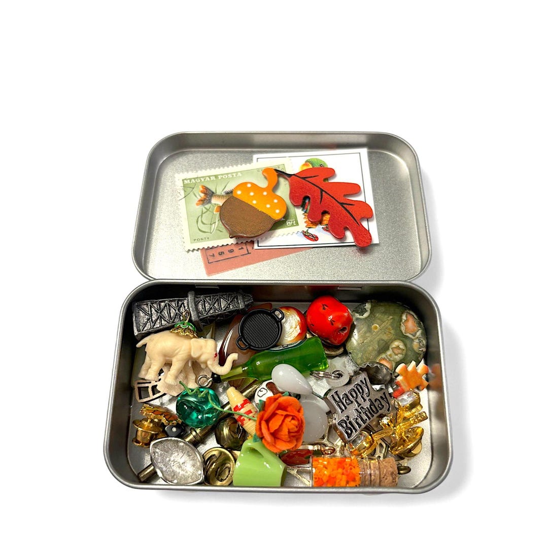Upcycled Mystery Tins. 38 Miniature Trinkets. Vintage Miniatures and ...