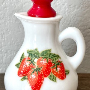 Mini Glass Bottle or Pitcher. Avon, Strawberries and Cream, Milk Glass ...