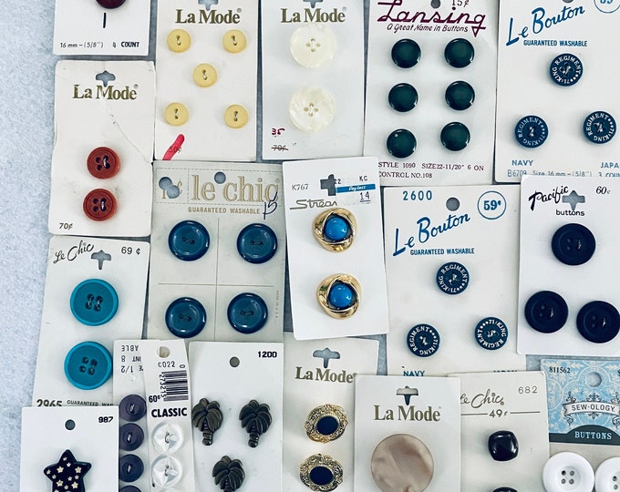 Carded Button Lot! Vintage Buttons Still on the Card! 24 Full Cards of ...