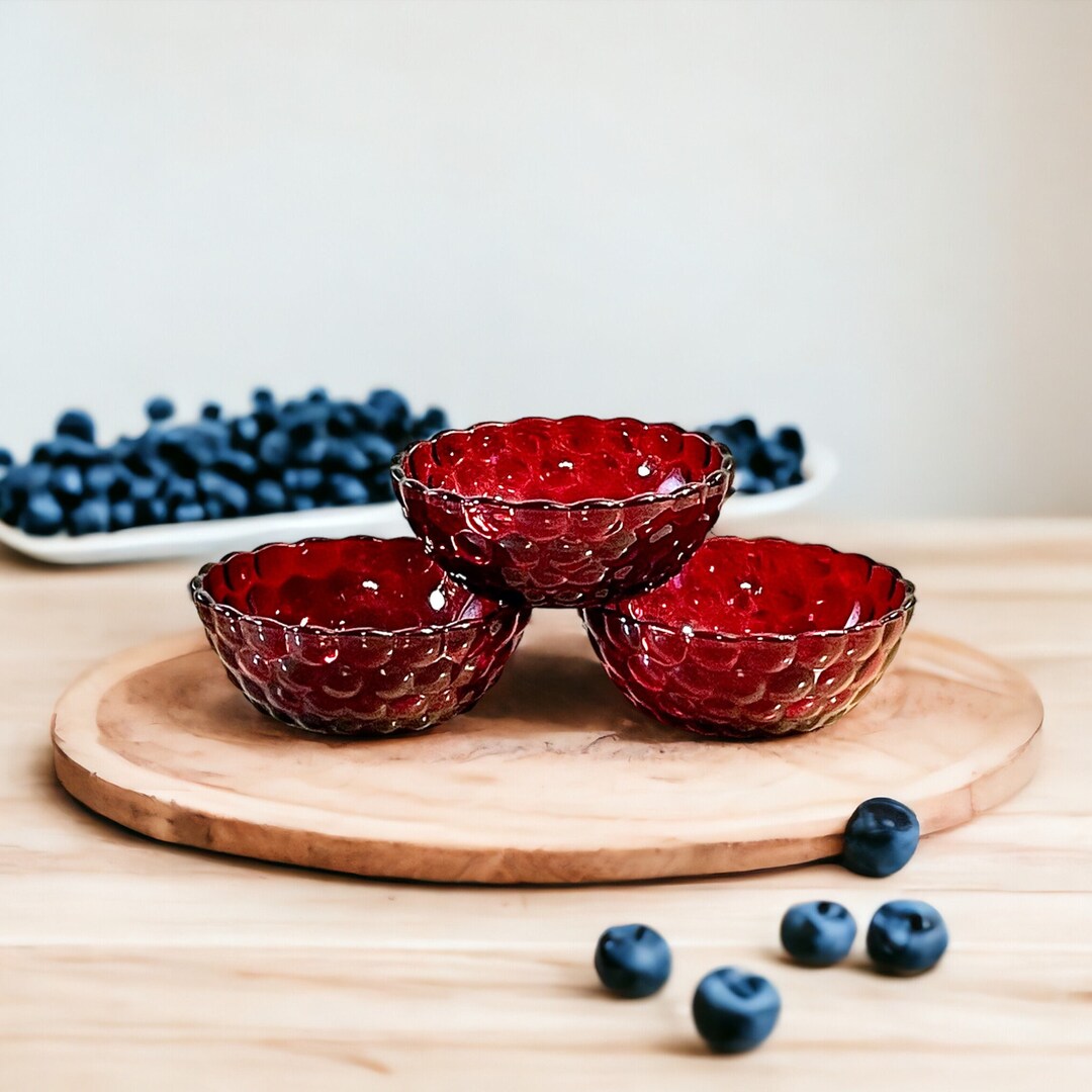 Red Glass Berry Bowls by Anchor Hocking. Elegant Ruby Red Depression ...