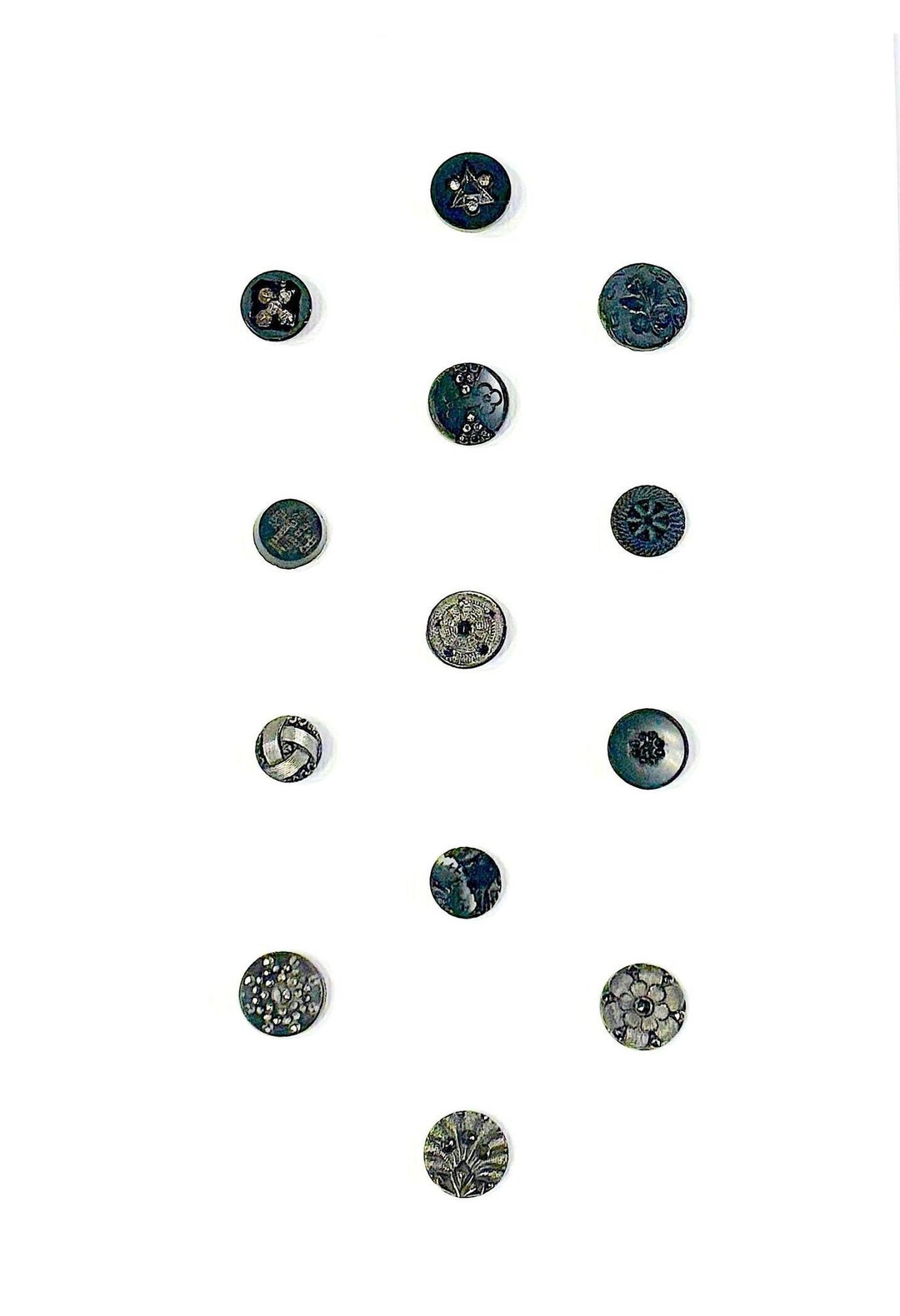 Victorian Black Mourning Buttons on Display Card. 13 Vintage Black ...
