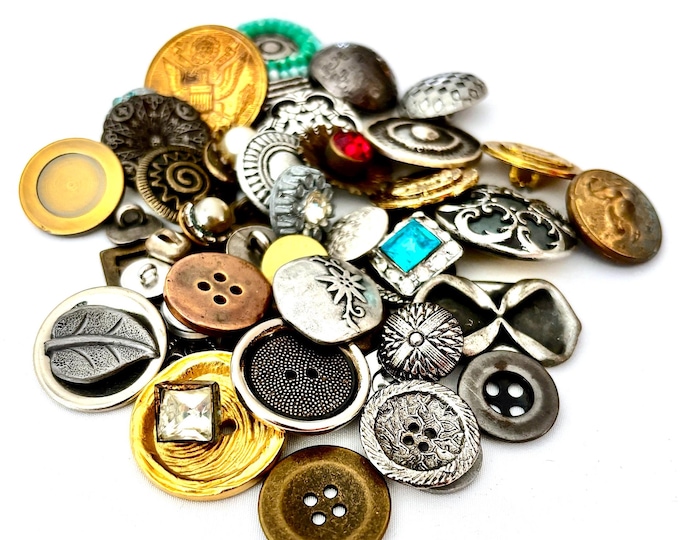 Mixed Lot of 50 Metal Buttons. Each Bag Weighs Over 4 Ounces. Upcycled ...