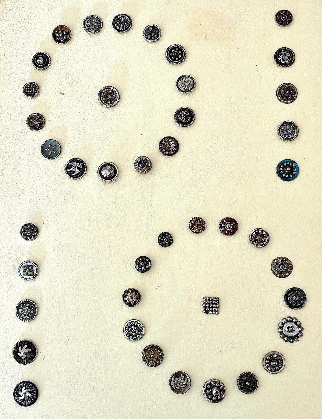 Antique Cut Steel Buttons on Display Card Original Display, Mounting ...