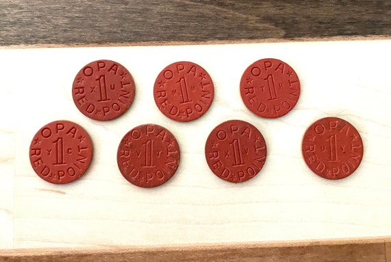 Seven Vintage WWII OPA Red Point Ration Token/coins. Comes - Etsy