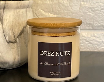 Bofa Deez Nutz Funny Jar Candle 6 Ounce 40 Hour Burn Banana Nut Bread ...