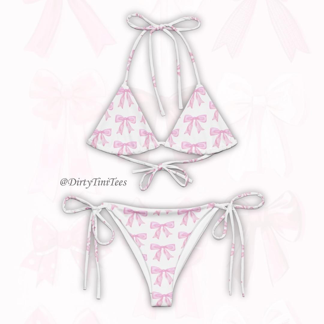 Pink Bow String Bikini: Summer Vacation Birthday Gift Bachelorette ...