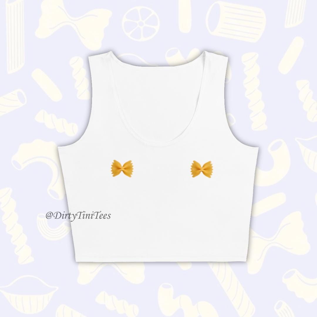Bowtie Pasta Nips Crop Tank Top - Etsy