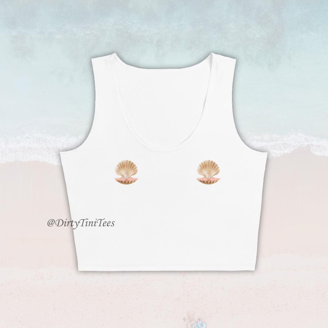 Oyster Clam Seashell Nips Shell Crop Top Tank Top Beach Vacation Wear ...