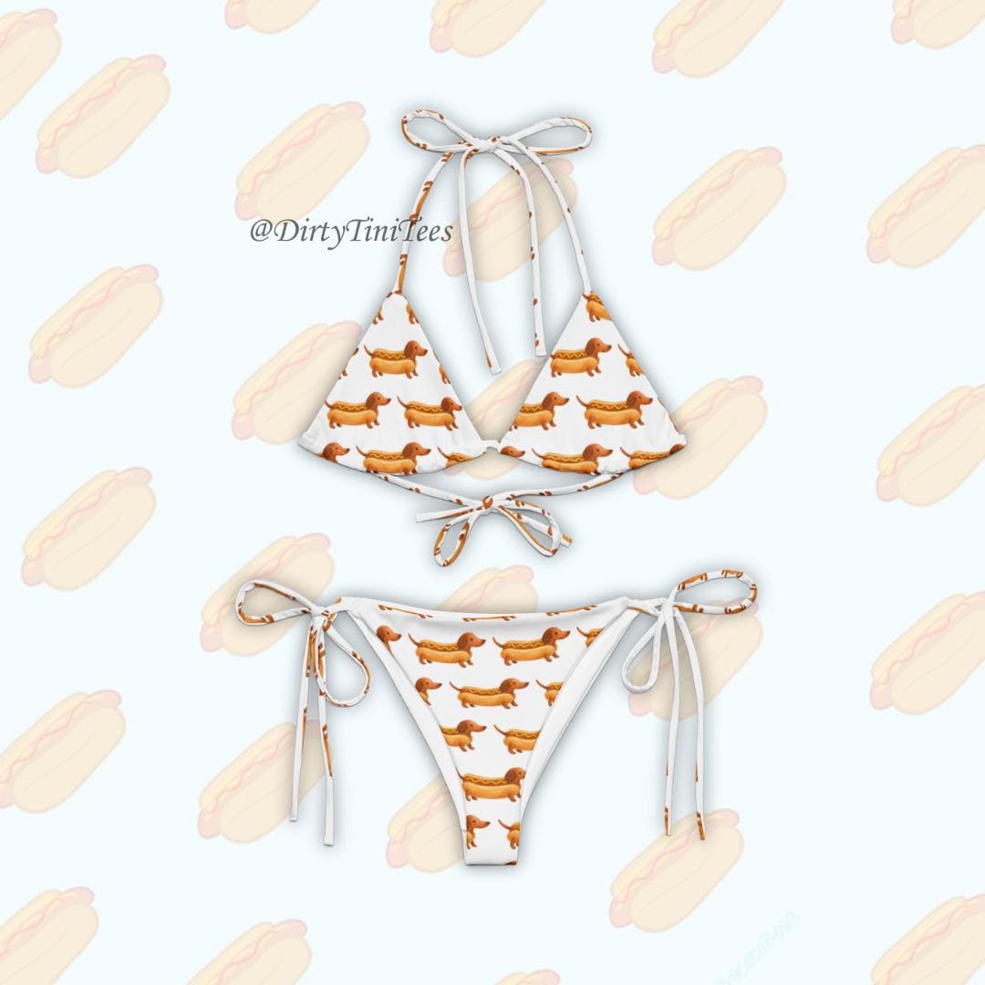 Hot Dog Weiner Dog Dachshund Fourth of July String Bikini Bathing Suit ...