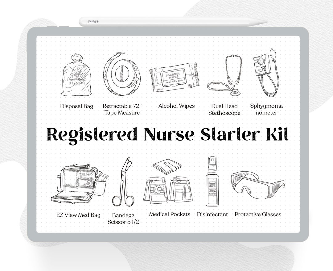 18 Registered Nurse Starter Kit Digital Stickers, Basic Tools Nurse ...