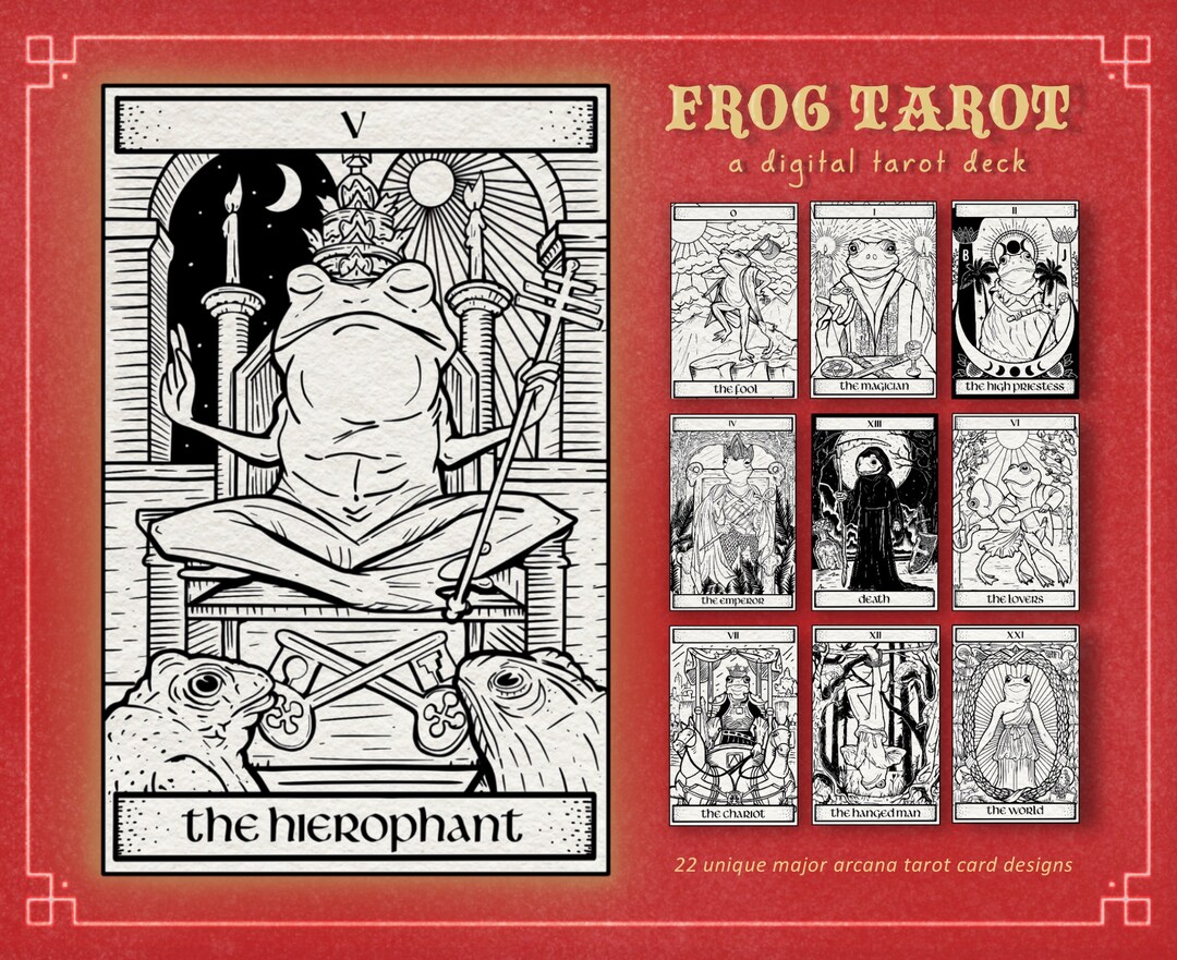 22 Digital Frog Tarot Card Stickers for Goodnotes, Major Arcana ...