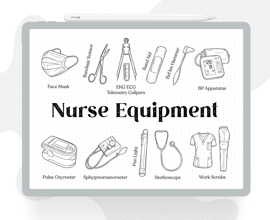 20 Nurse Equipment Digital Sticker, Basic Tools Nurse Student, Nursing ...