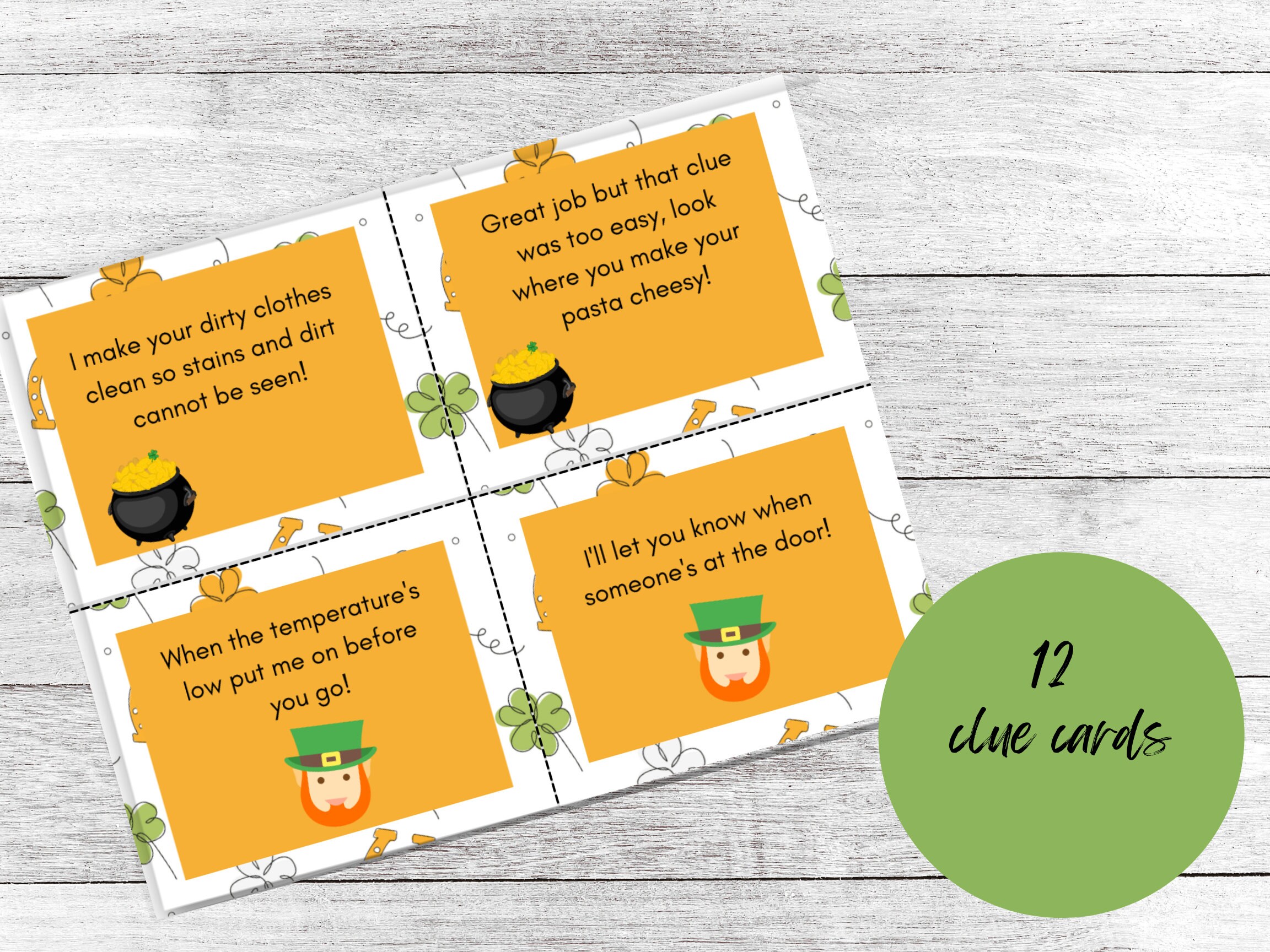 St. Patrick's Day Printable Treasure Scavenger Hunt Clue Cards Instant ...