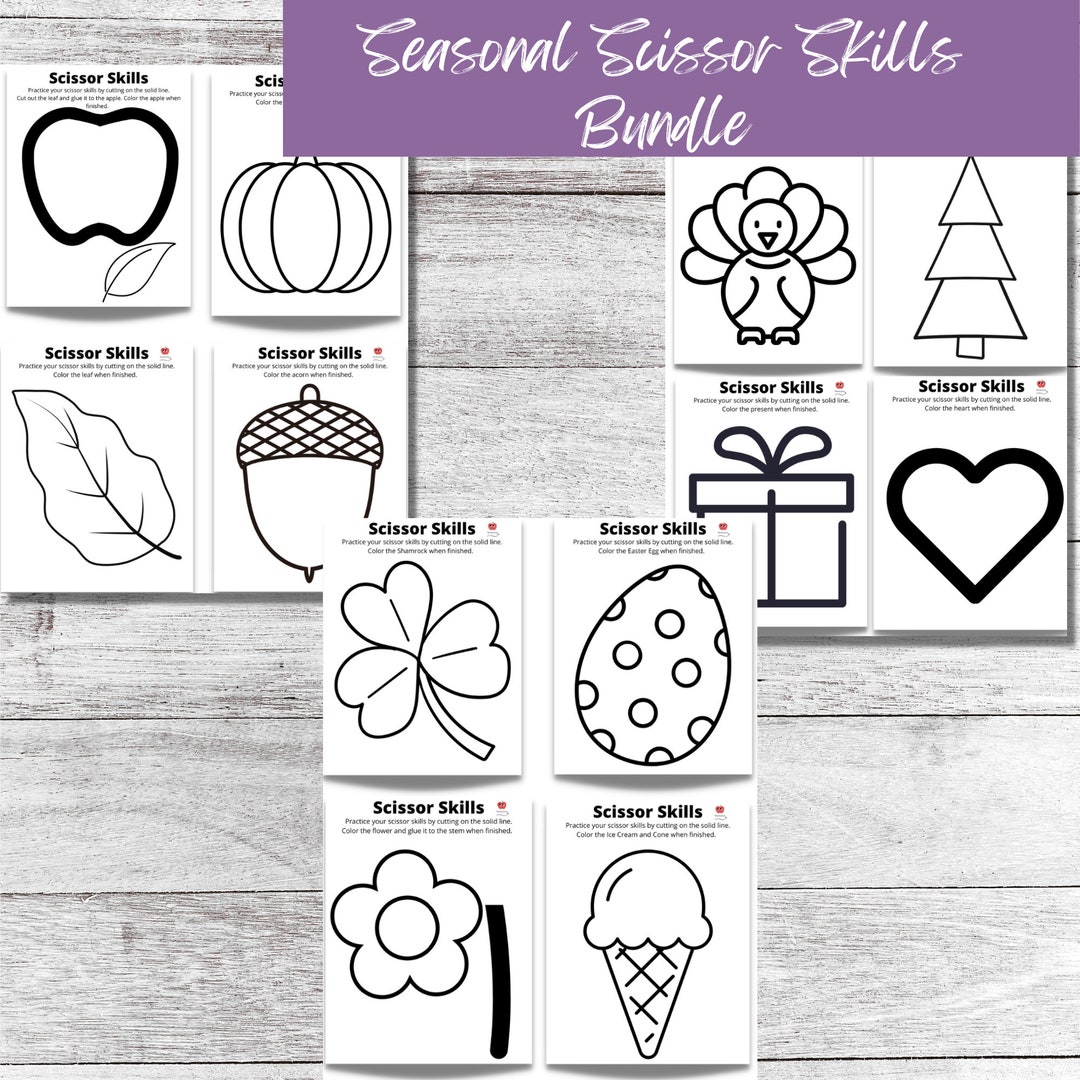 Seasonal Scissor Skills Bundle| Instant Download| Fine Motor Practice ...