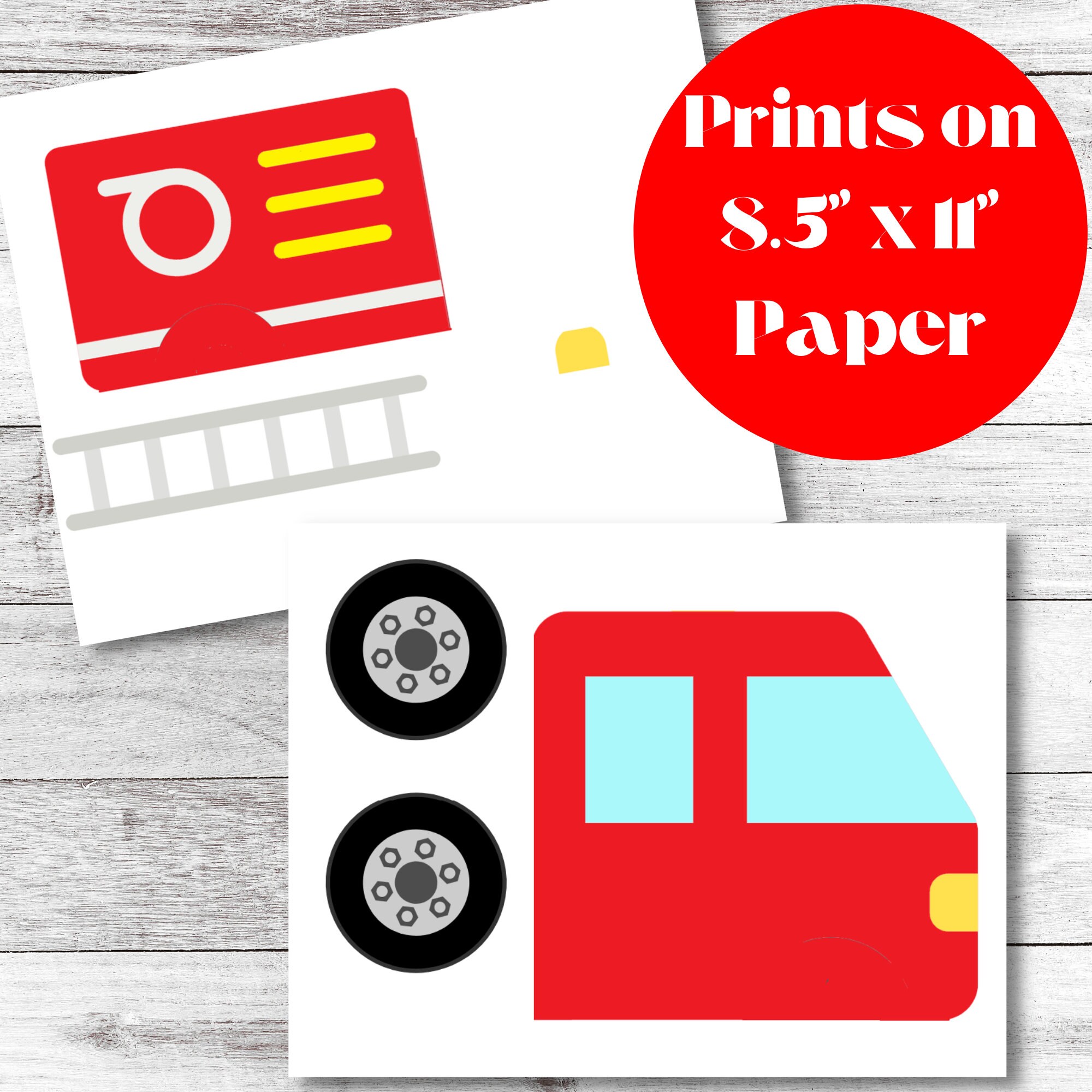 Fire Truck Scissor Skills Craft: Fire Safety Printable (instant ...