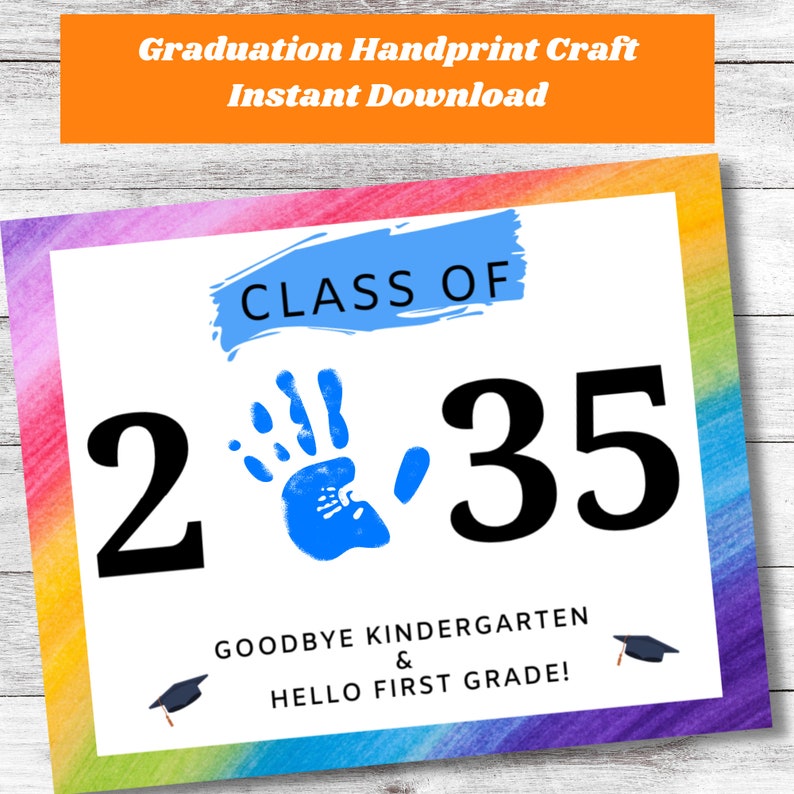 Graduation Handprint Art Instant Download Printable for Kindergarten ...