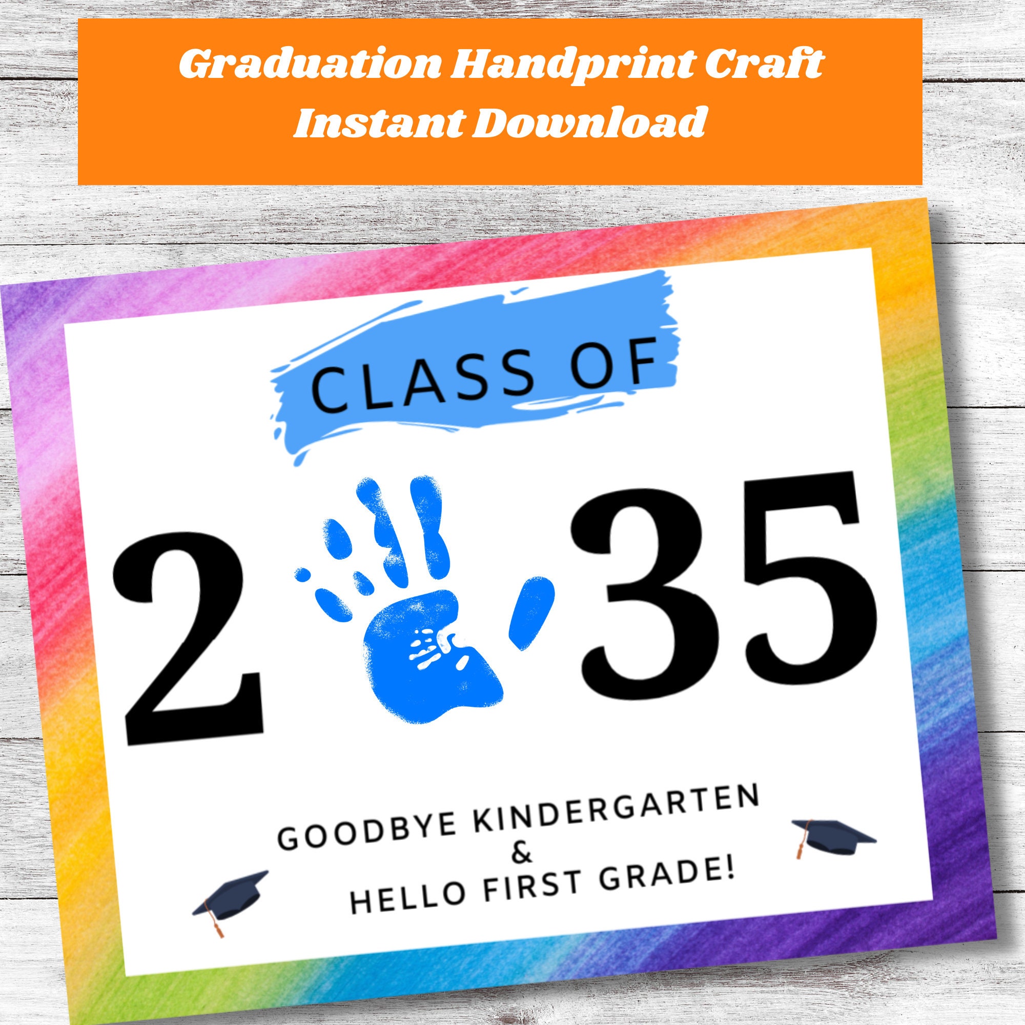 Graduation Handprint Art Instant Download Printable for Kindergarten ...