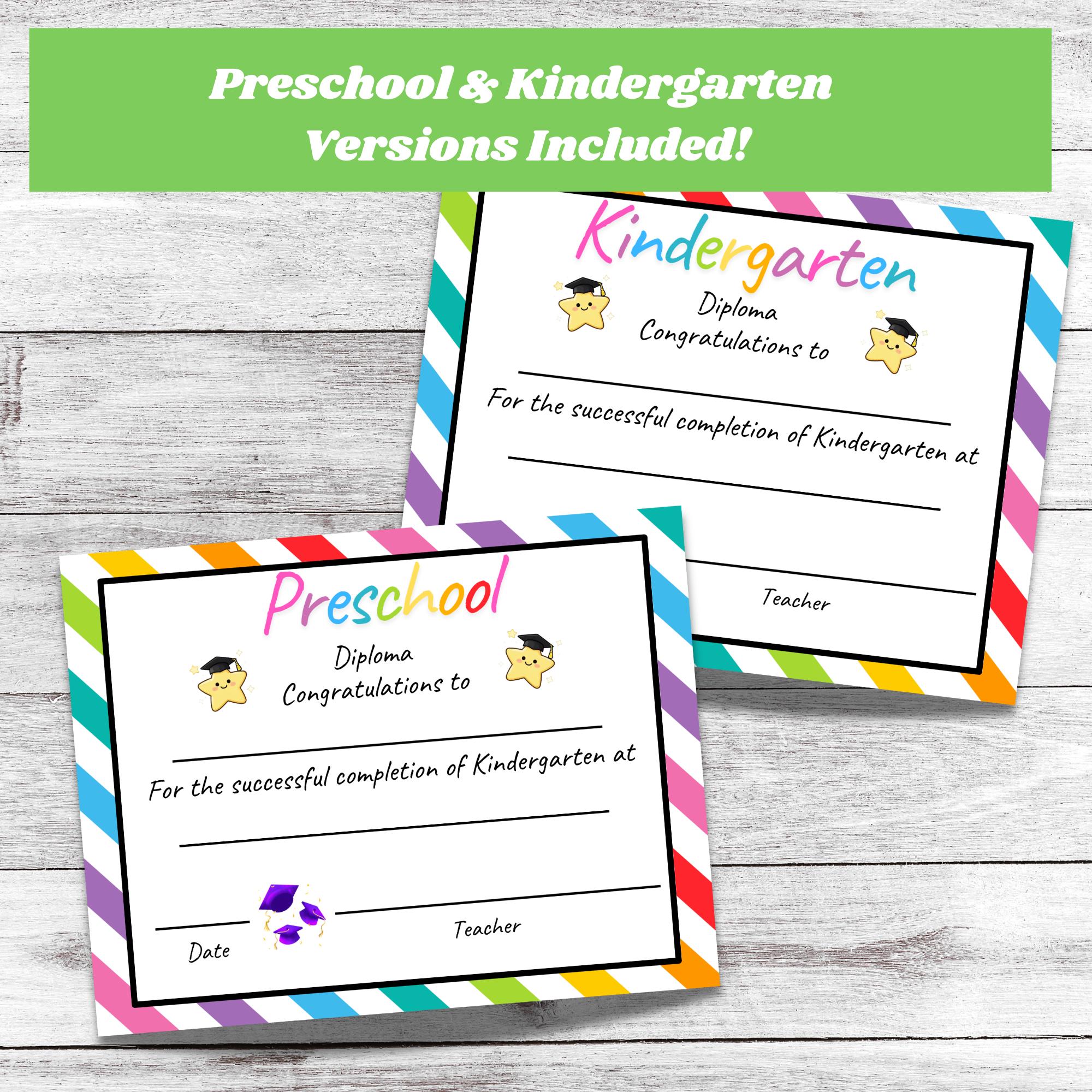 Preschool & Kindergarten Graduation Diplomas Printable | Pre-k and ...