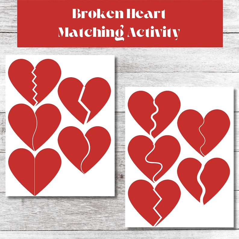 Valentine's Day Broken Heart Matching Game: Classroom Party Activity ...