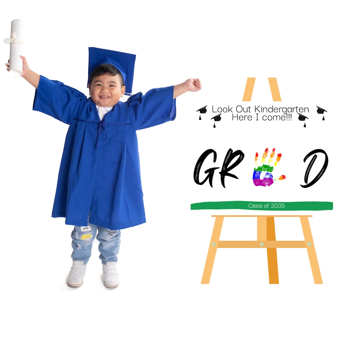 Preschool & Kindergarten Graduation Handprint Keepsake Look - Etsy