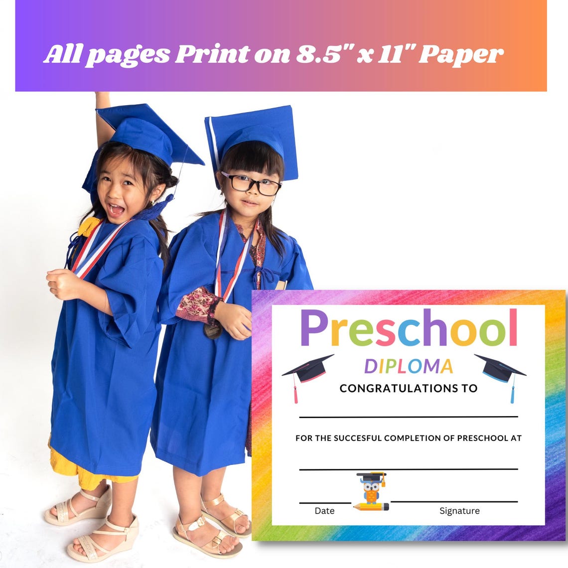 Preschool & Kindergarten Graduation Bundle: Diploma, Handprint Craft ...