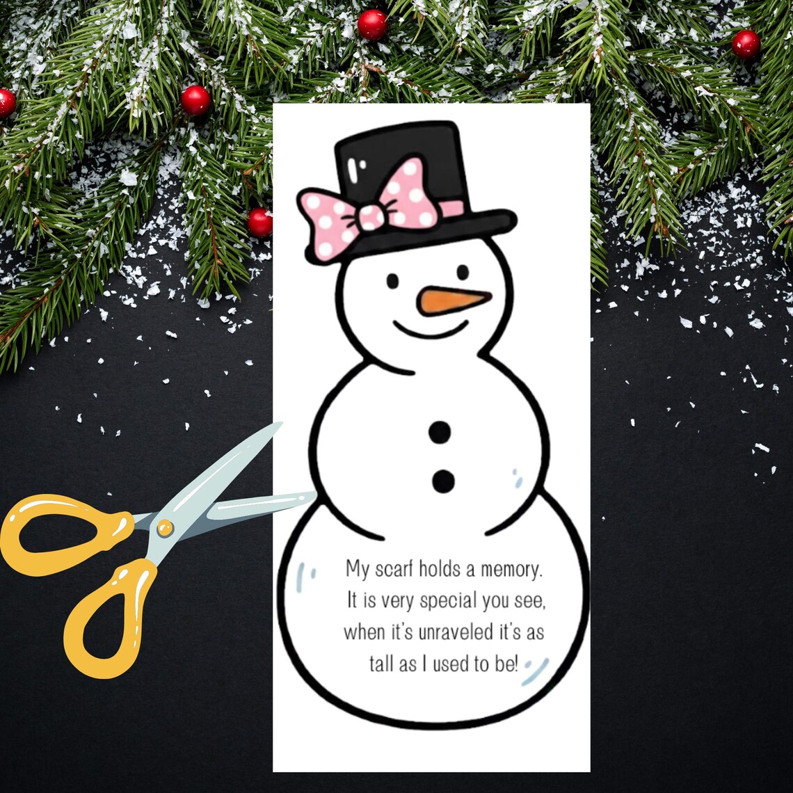 Snowman Height Keepsake Craft • Printable Memory Scarf Activity • Low ...