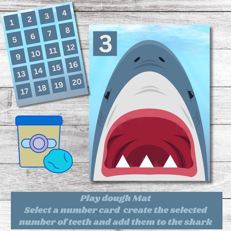 Shark Playdough Counting Mat| Shark Letter Recognition| Shark Week ...