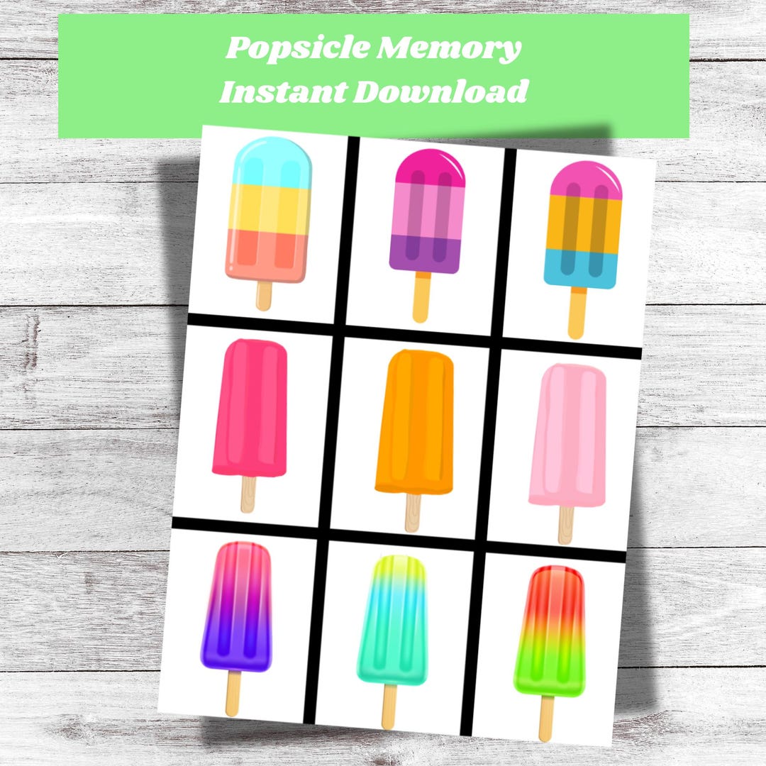 Printable Popsicle Memory Game: Summer Preschool Activity (instant ...