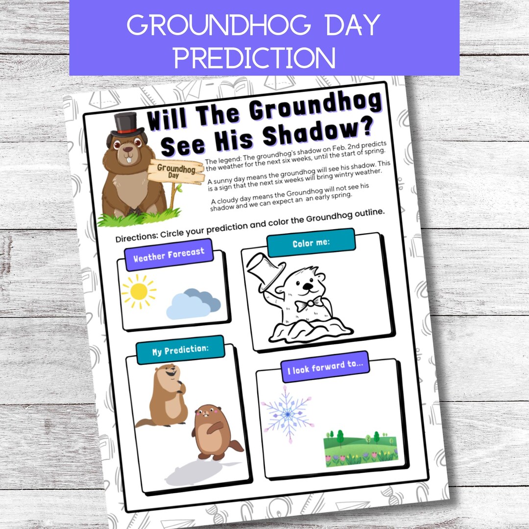 Groundhog Day Prediction Worksheet| Groundhog Day Activity Instant ...
