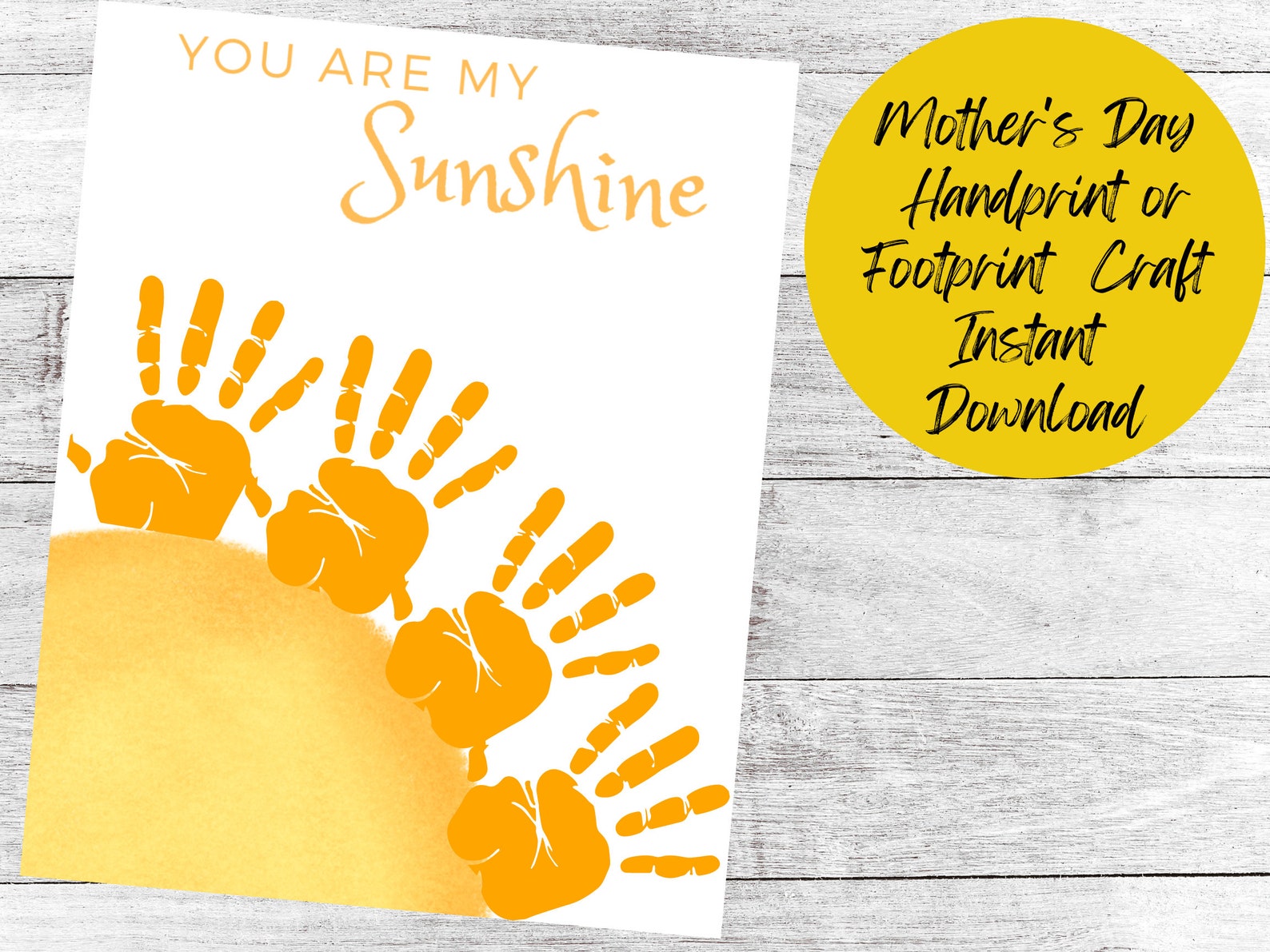 You Are My Sunshine Handprint/footprint Craft Template Printable Mother ...