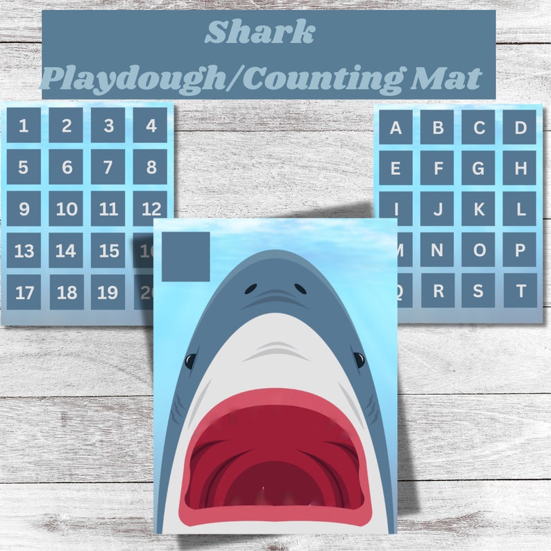 Shark Playdough Counting Mat| Shark Letter Recognition| Shark Week ...