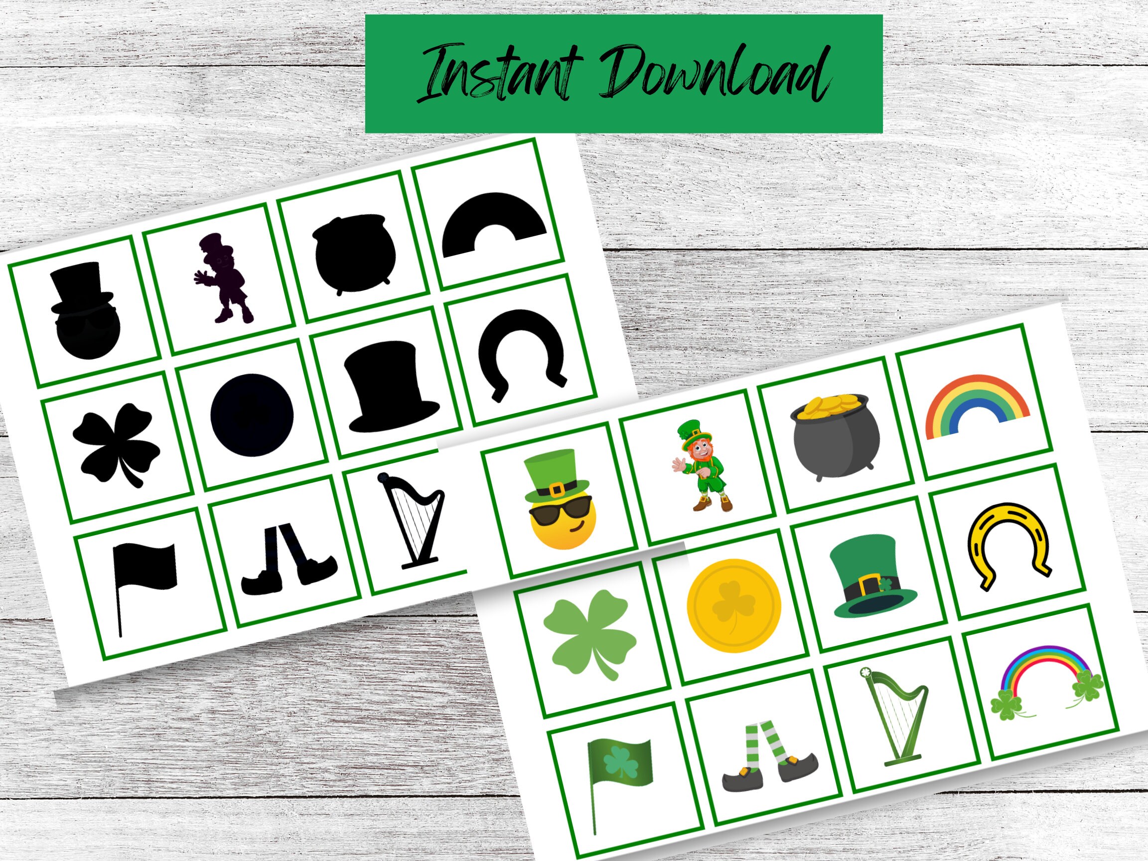 St. Patrick's Day Printable Memory Game| Shadow Matching Activity ...