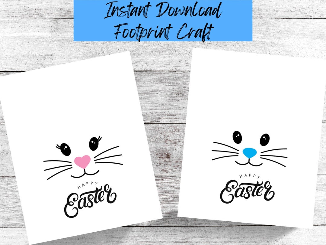 Easter Bunny Footprint Art: DIY Craft Template (digital Download) - Etsy