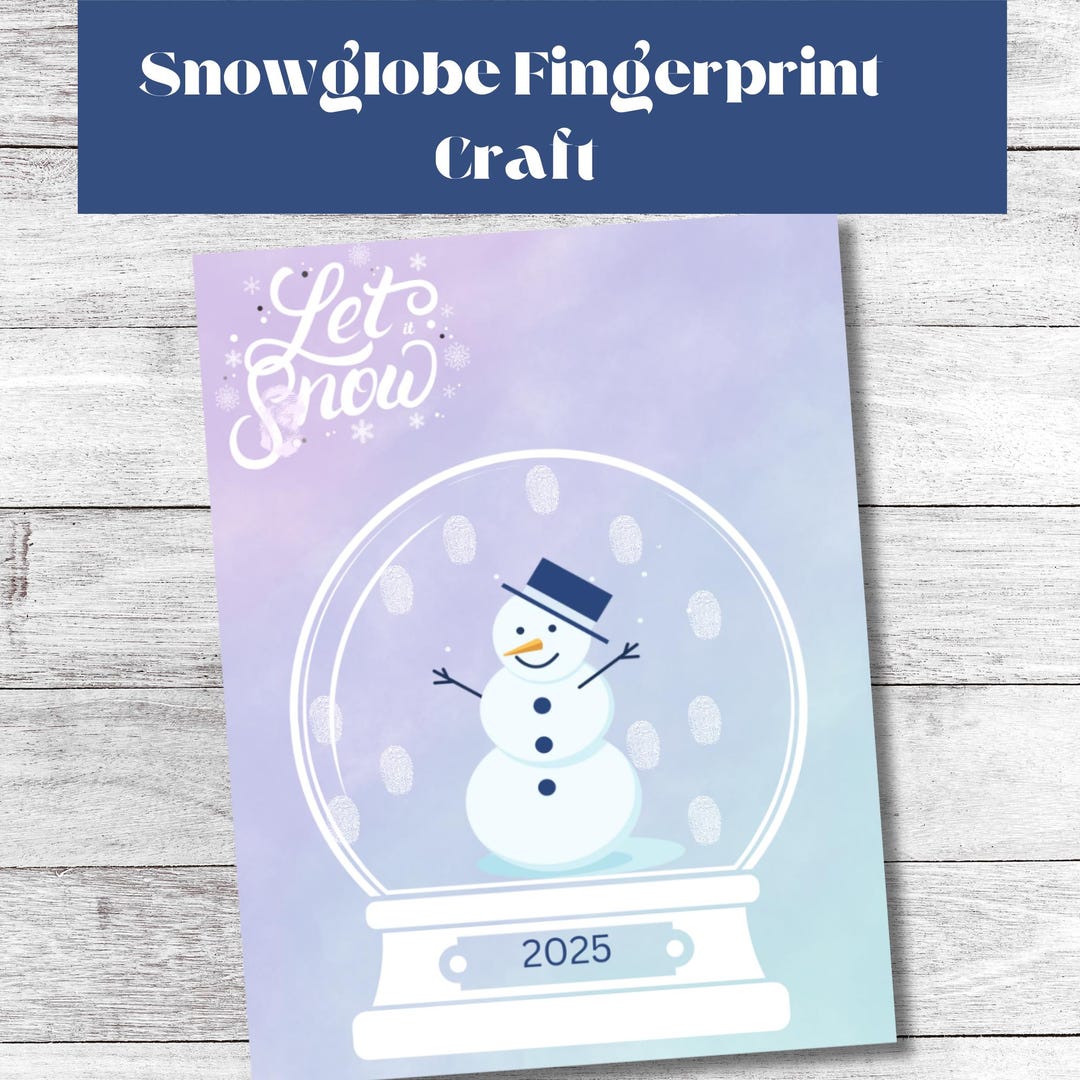 Snow Globe Fingerprint Craft| Let It Snow Fingerprint Art| Instant ...