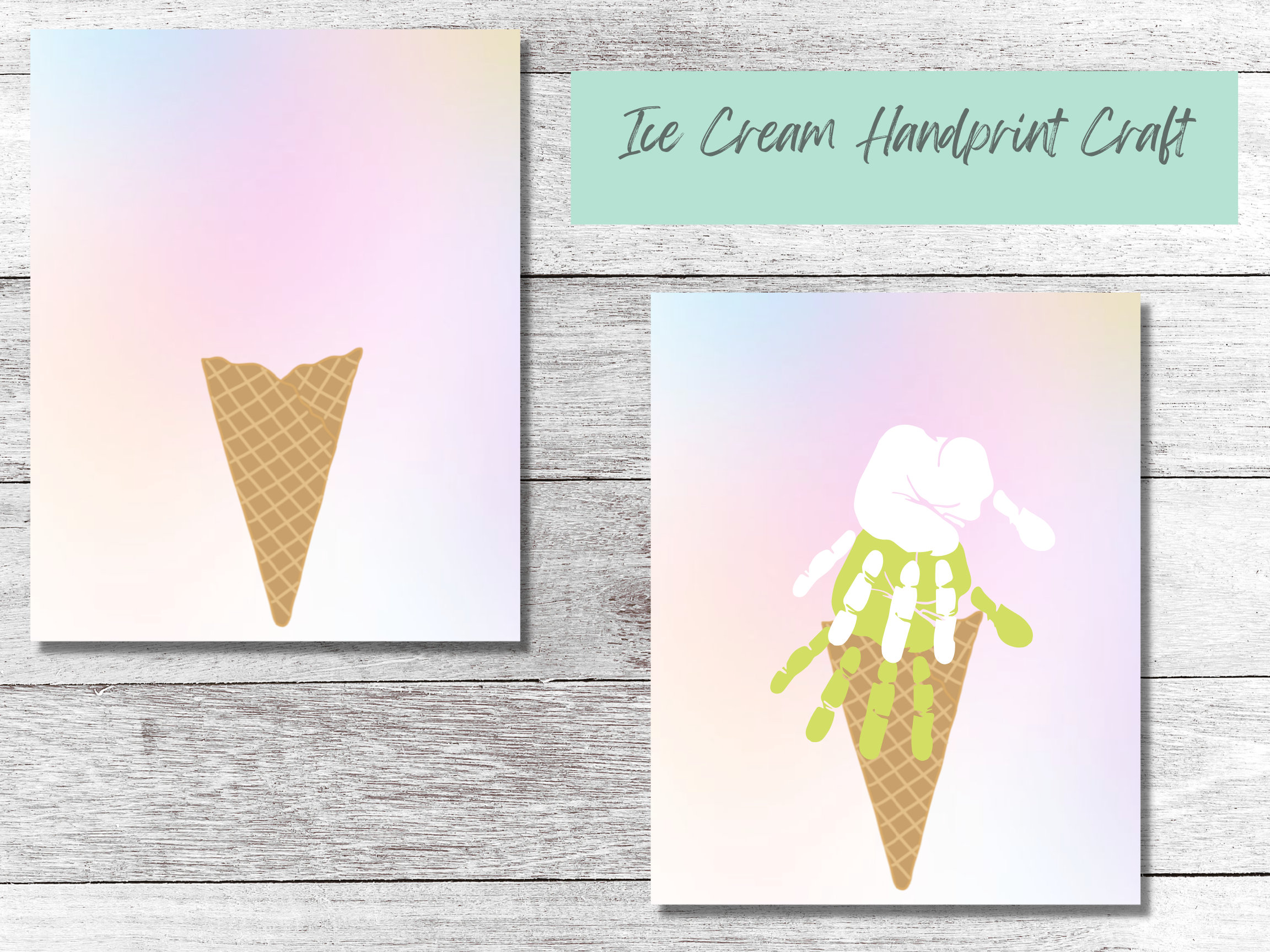 Ice Cream Cone Handprint Craft| Instant Download| I Love You ...