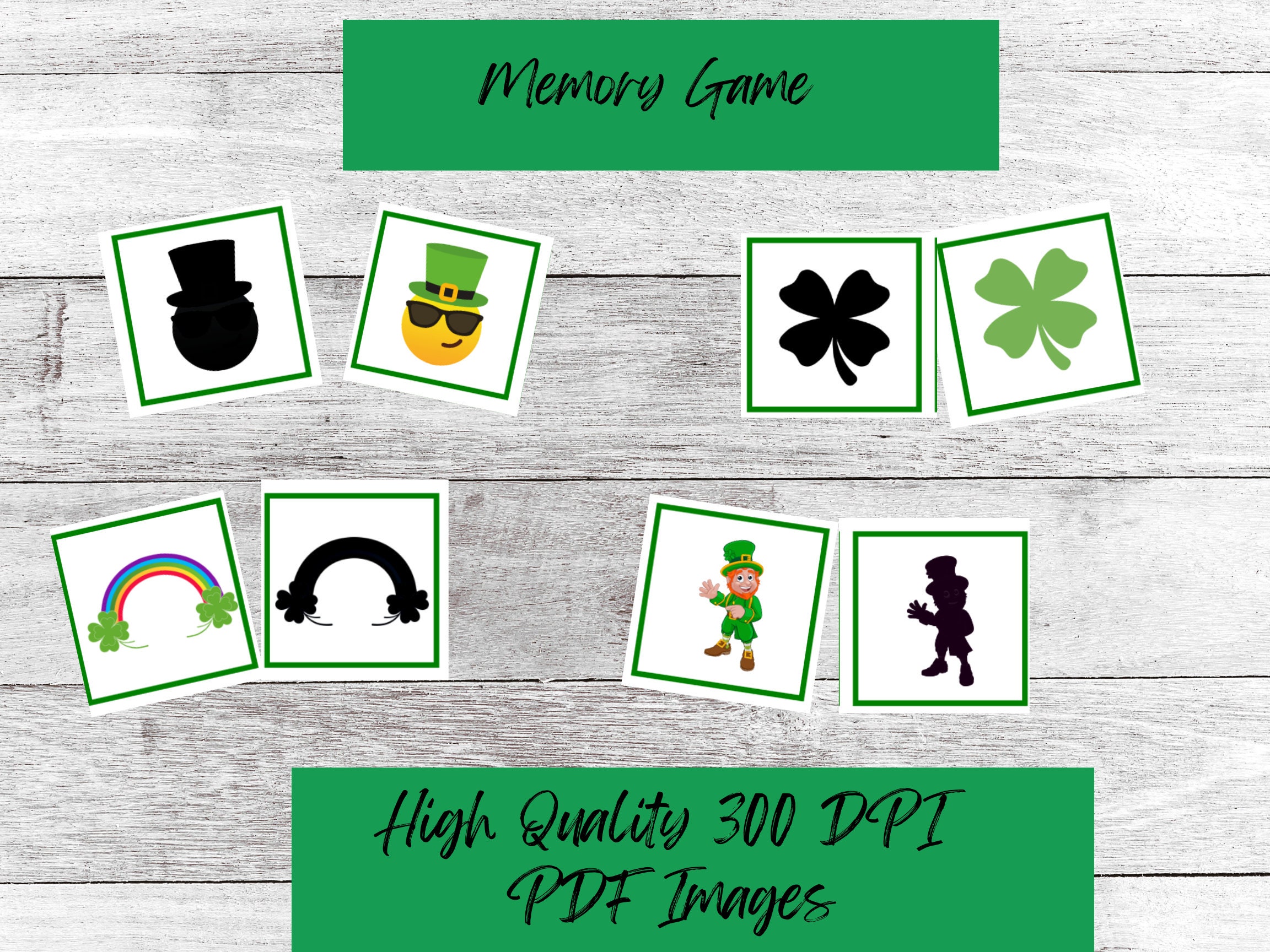St. Patrick's Day Printable Memory Game| Shadow Matching Activity ...